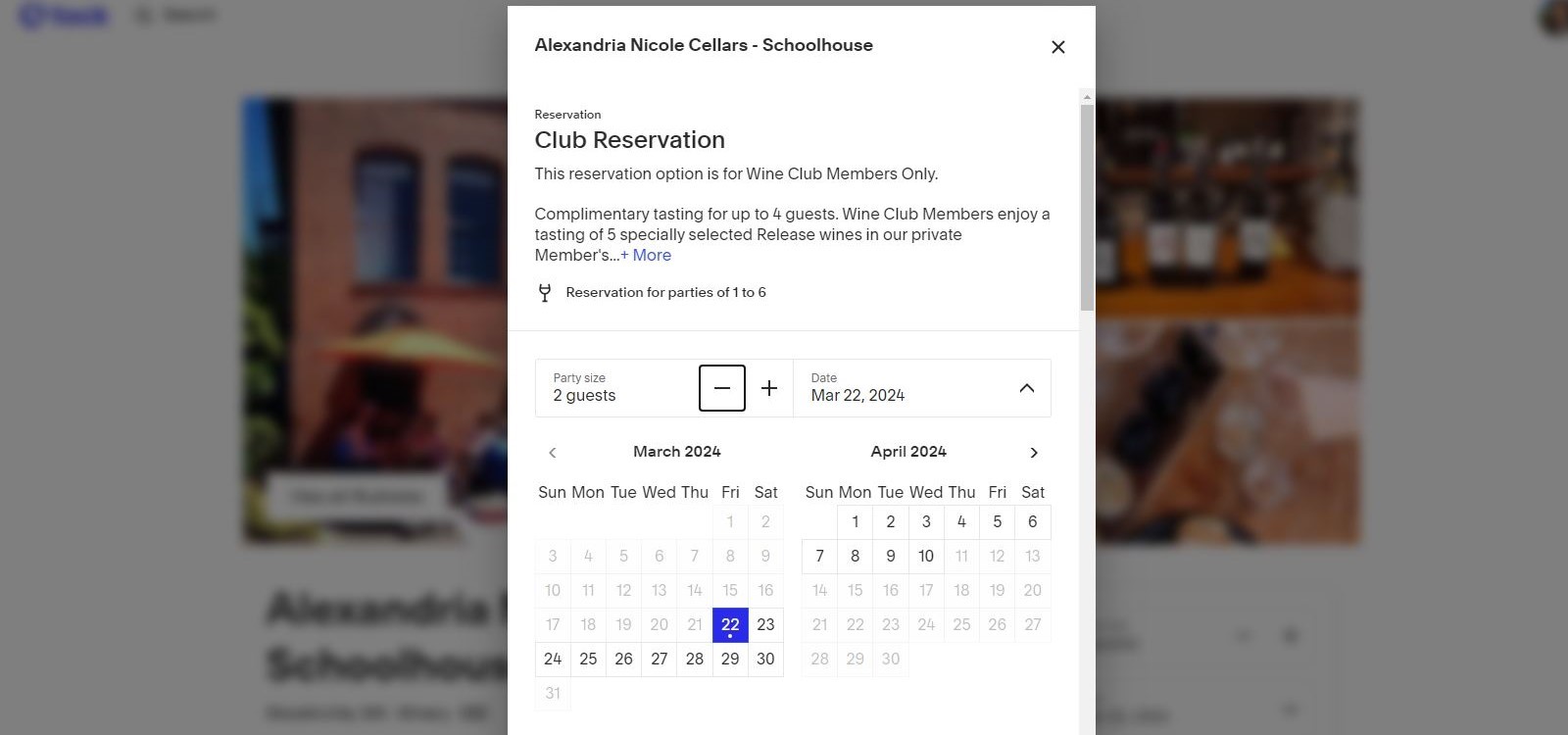 Club Reservations | Alexandria Nicole Cellars